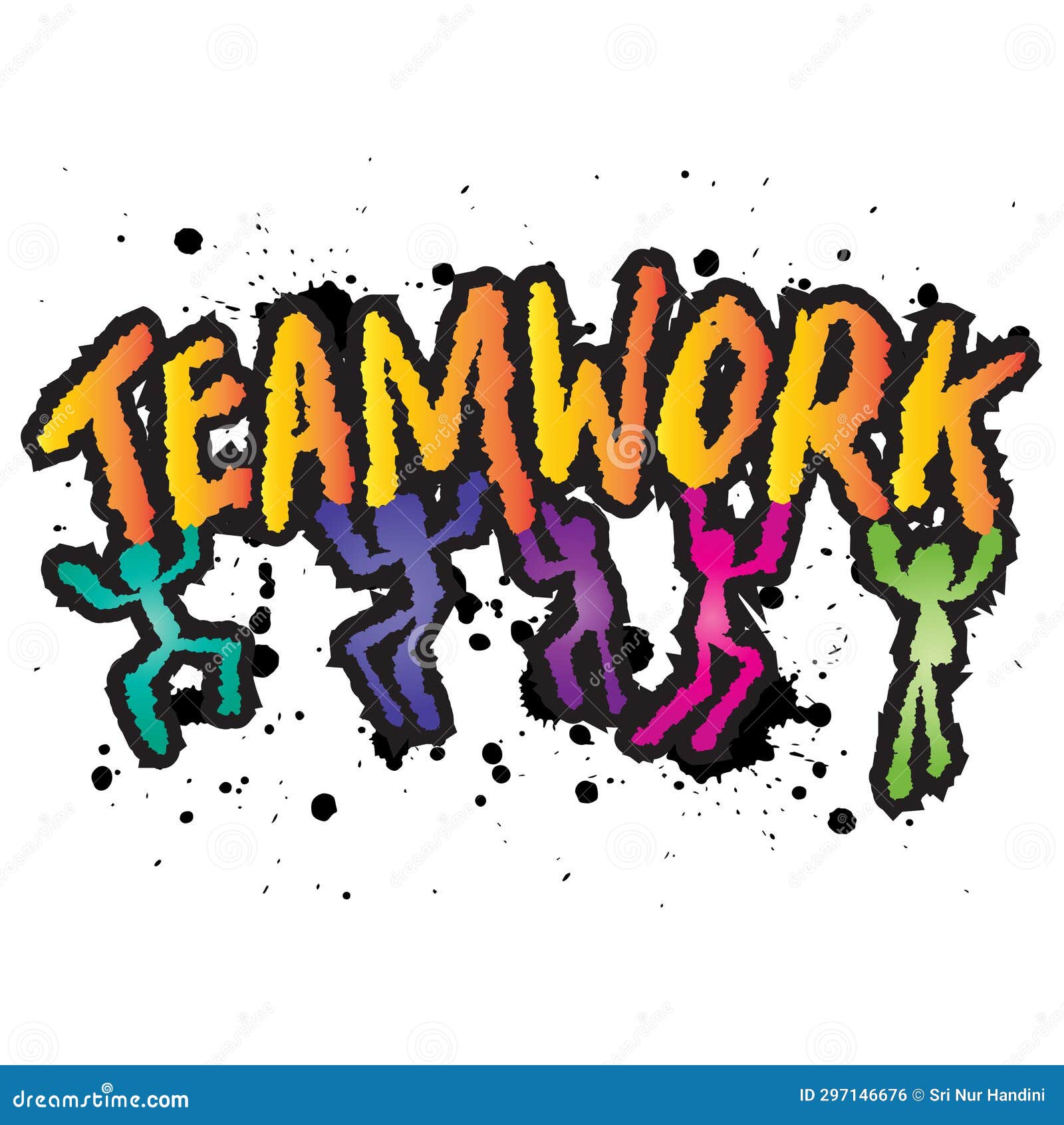 Teamwork. Hand Drawn Lettering in Graffiti Style Stock Vector ...
