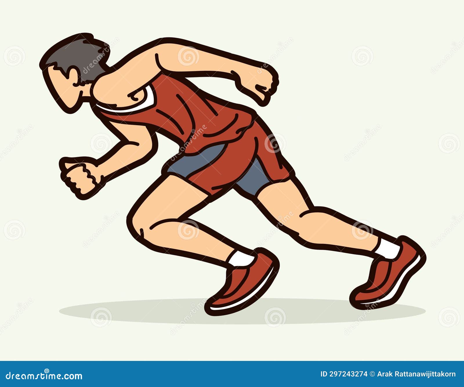 A Man Start Running Action Marathon Runner Cartoon Sport Graphic Stock ...