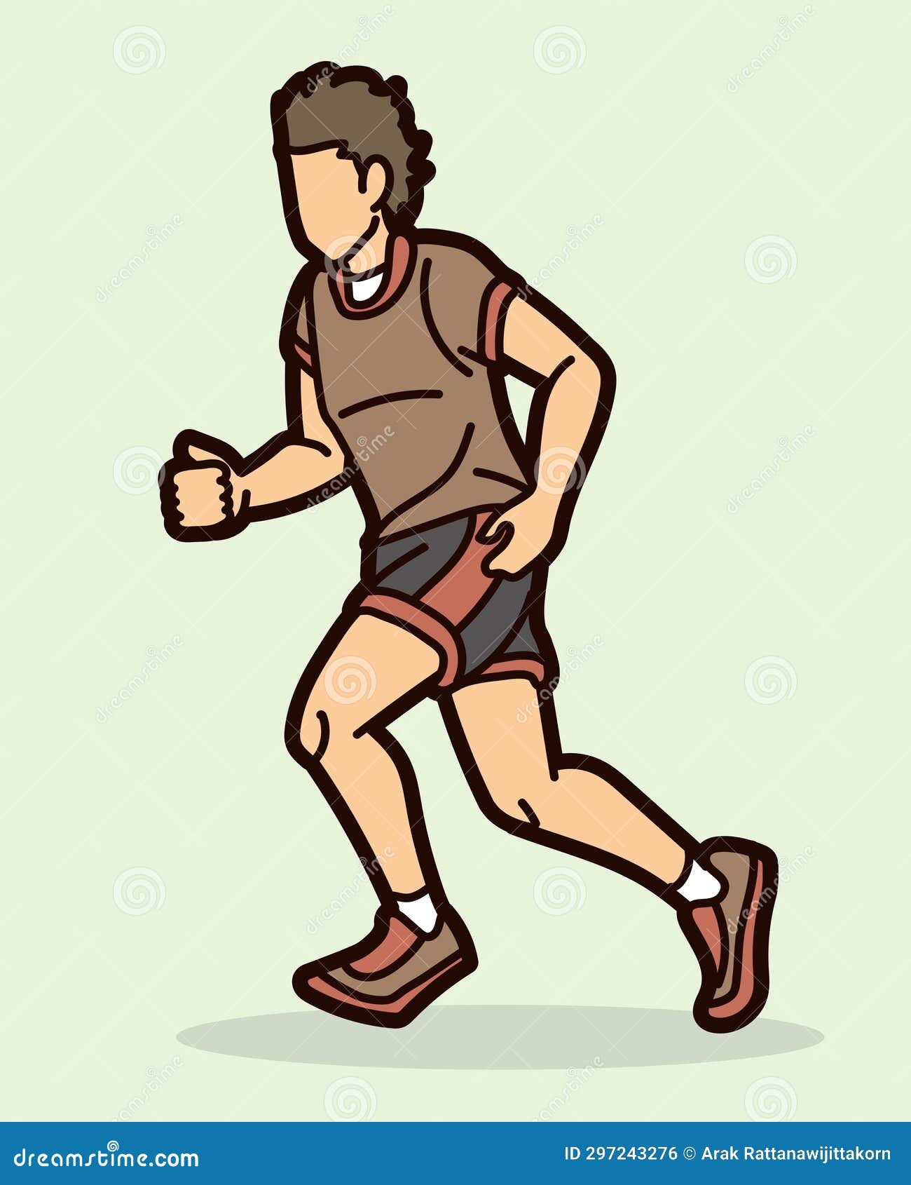 A Man Start Running Action Marathon Runner Cartoon Sport Graphic Stock ...