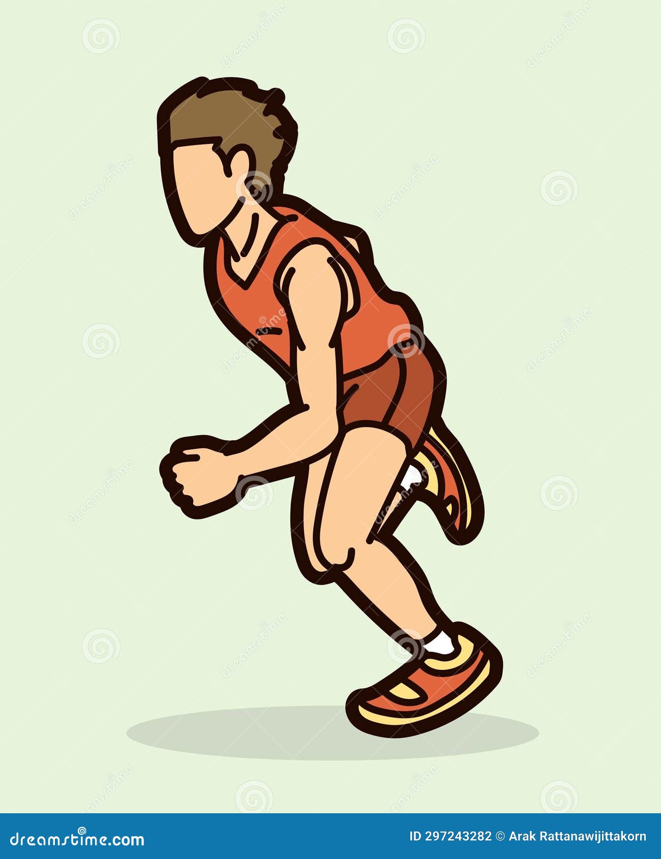 A Man Start Running Action Marathon Runner Cartoon Sport Graphic Stock ...