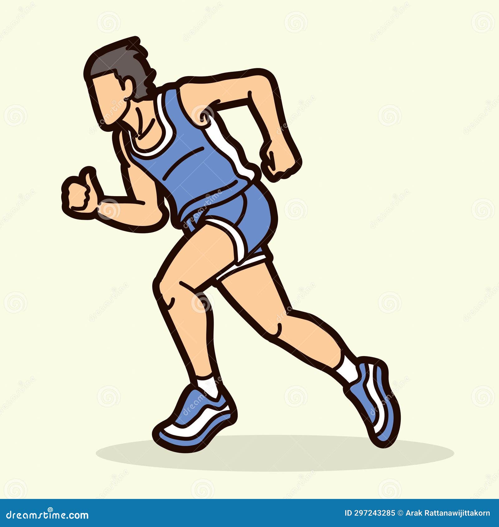 A Man Start Running Action Marathon Runner Cartoon Sport Graphic Stock ...