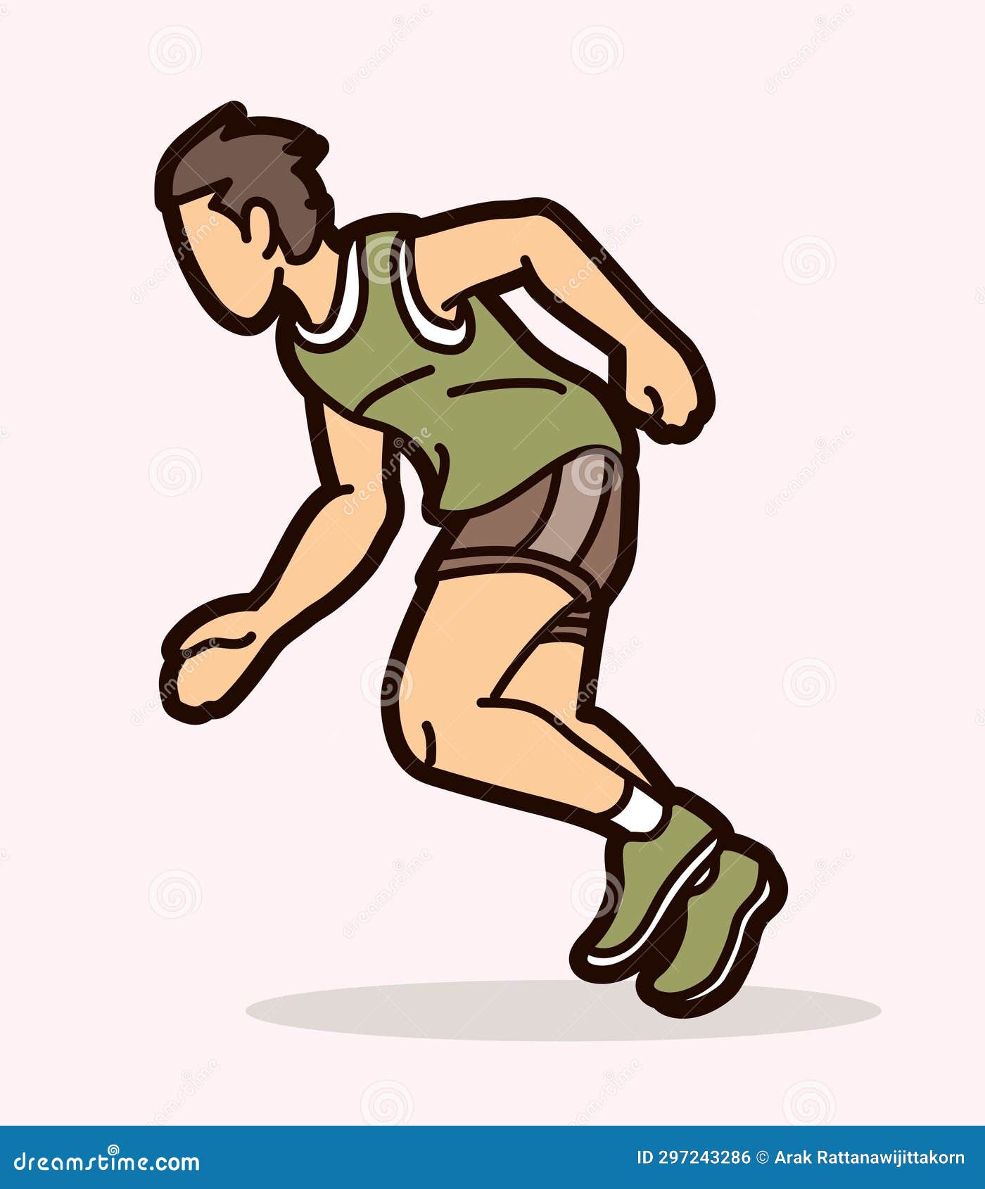 A Man Start Running Action Marathon Runner Cartoon Sport Graphic Stock ...