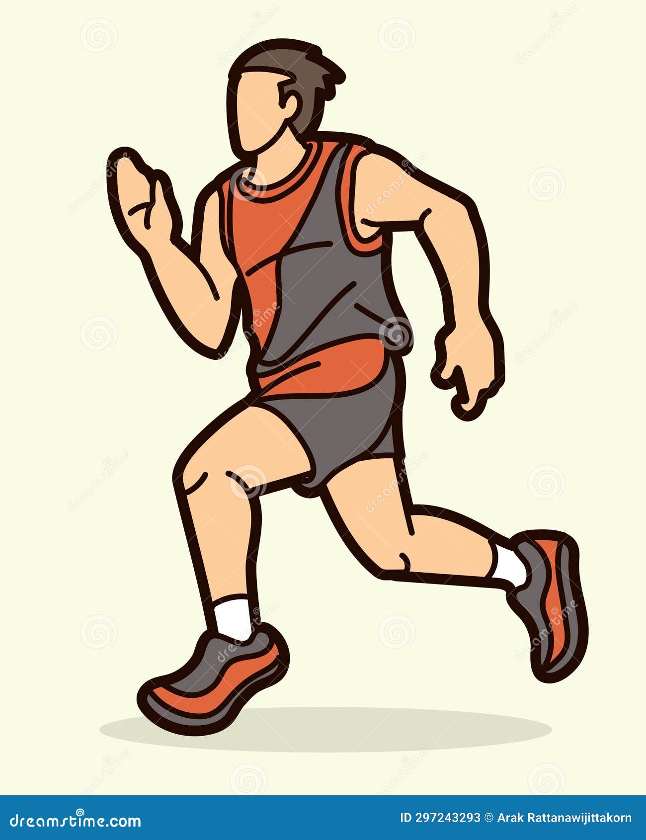 A Man Start Running Action Marathon Runner Cartoon Sport Graphic Stock ...