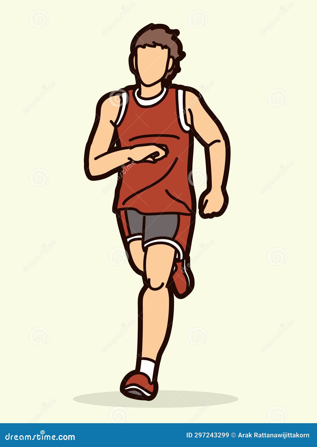 A Man Start Running Action Marathon Runner Cartoon Sport Graphic Stock ...