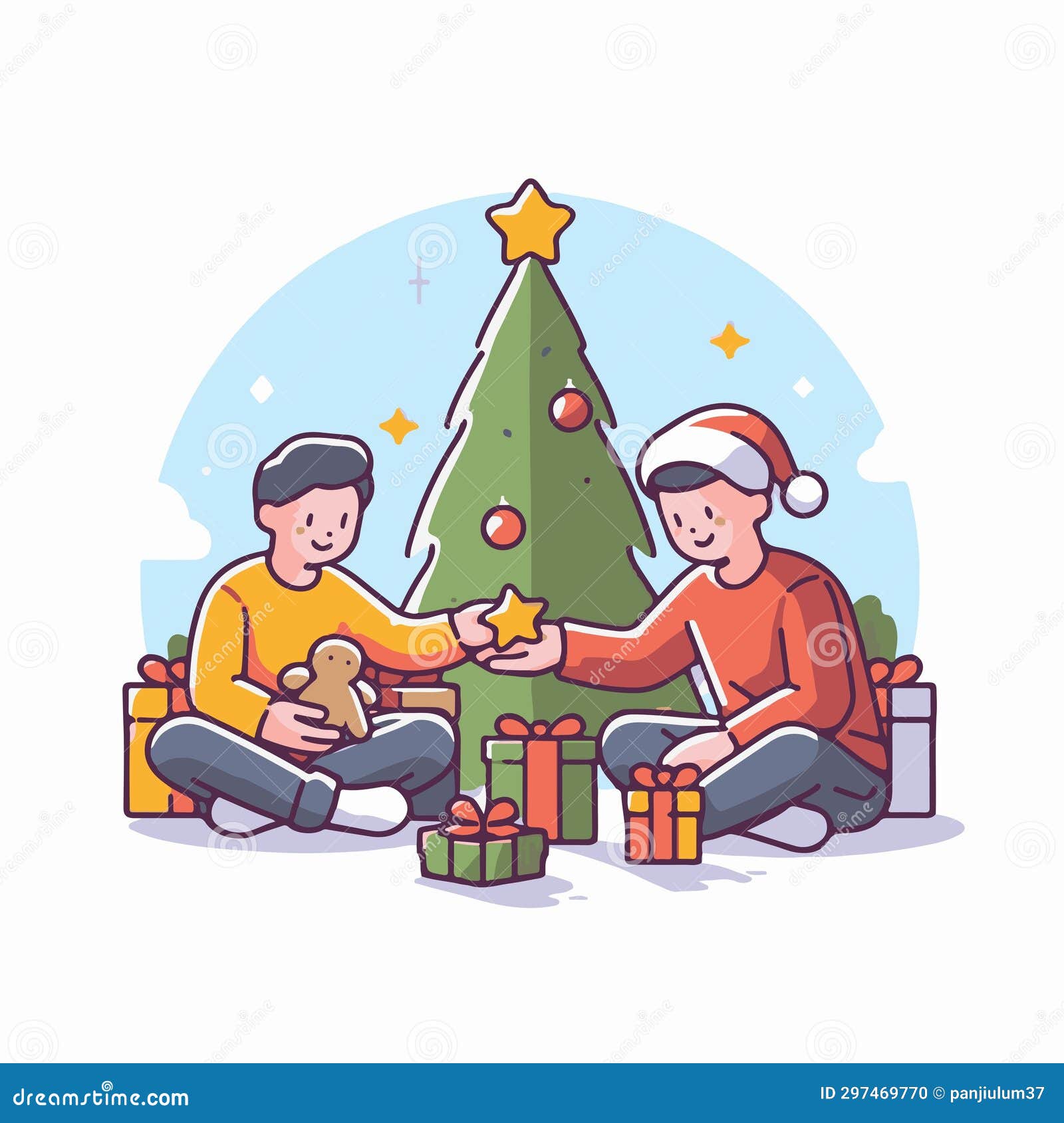 Illustration Vector Share Happiness with Best Friend - Happy Christmas ...