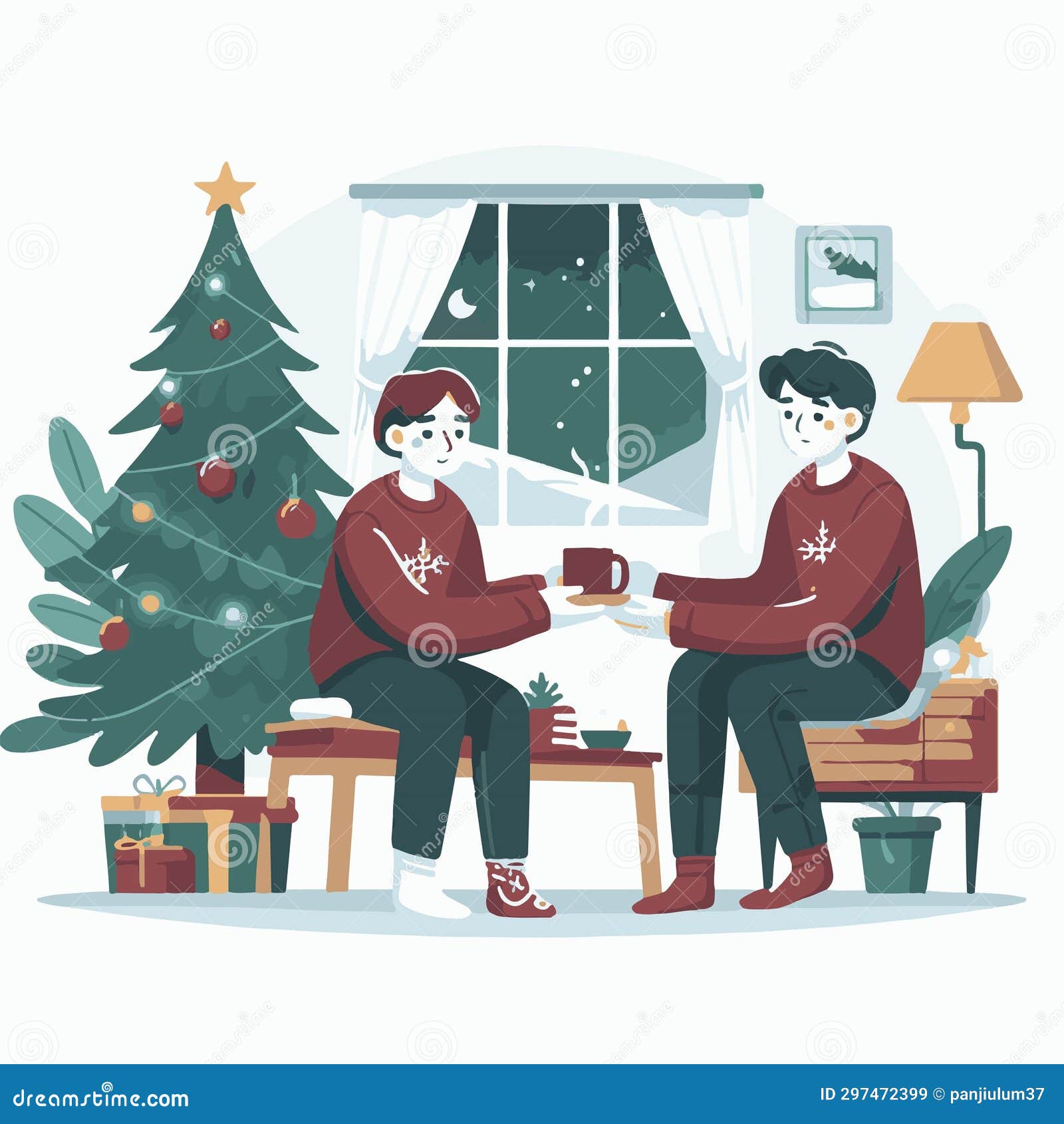 Illustration Vector Share Quality Time - Happy Christmas Vector Stock ...