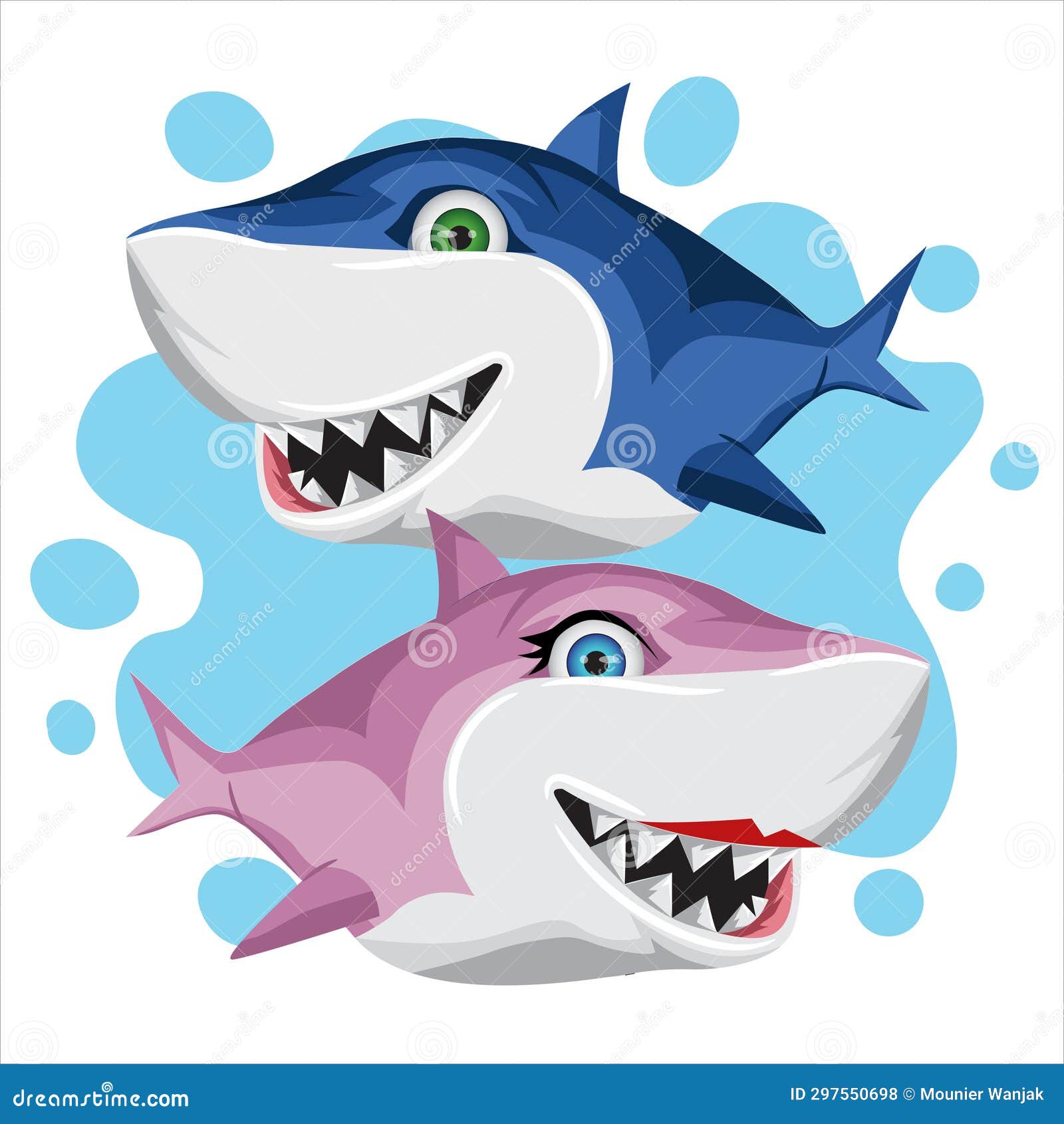 A Couple of Cartoon Sharks Vector Illustration. Stock Illustration ...