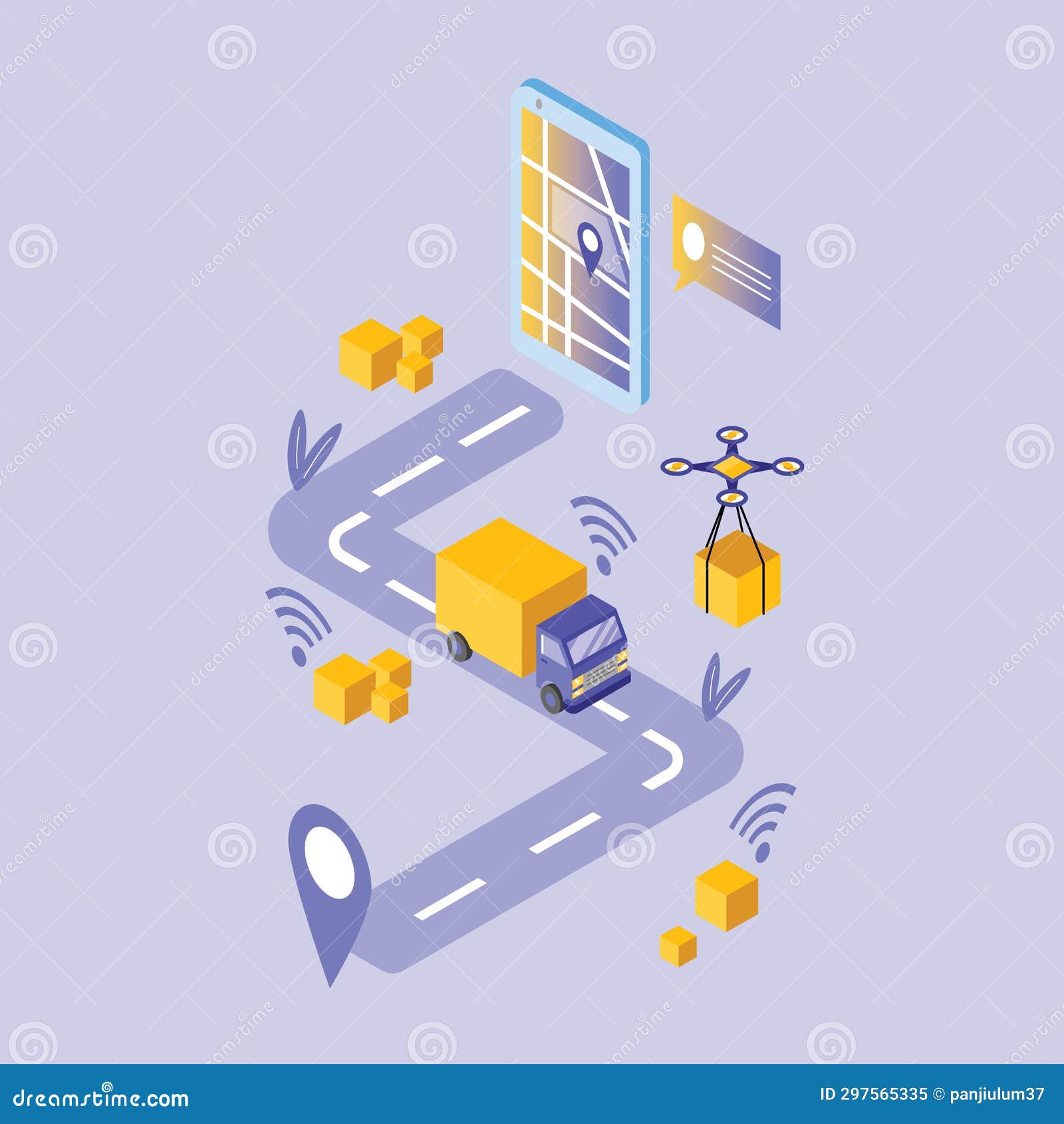 Vector Illustration Connecting the Dots Transportation and Logistics ...