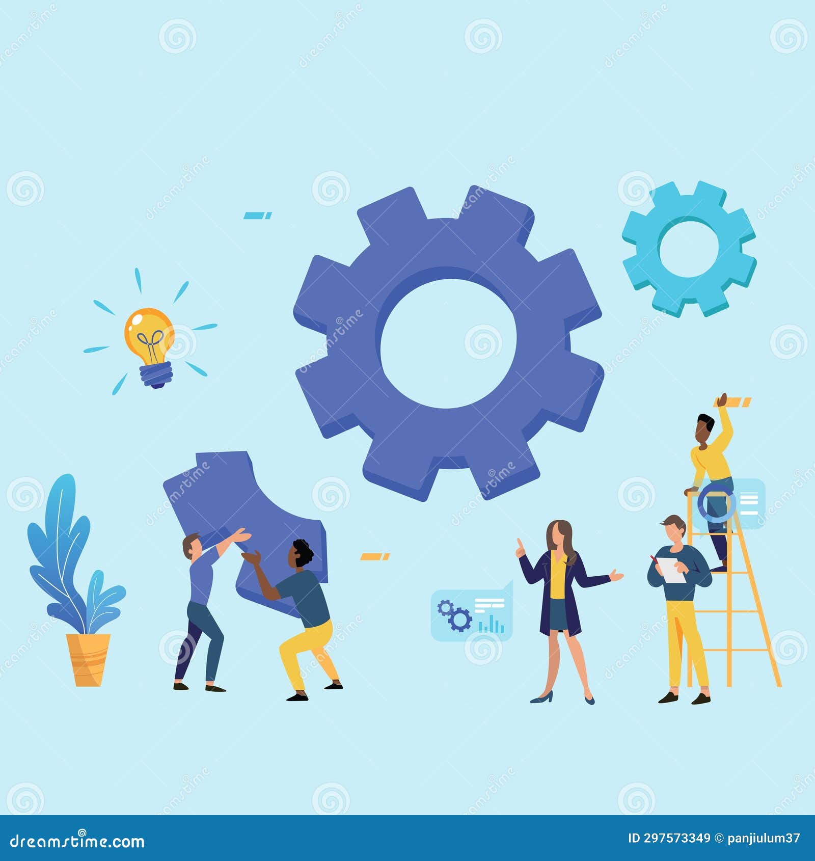 Vector Illustration Showcasing Teamwork Attributes Visually Stock ...