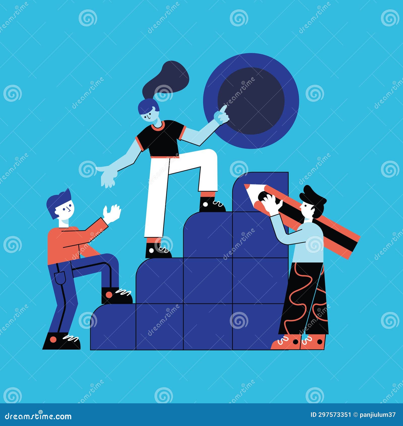 Vector Strength in Numbers Teamwork Artwork Illustration Stock Vector ...