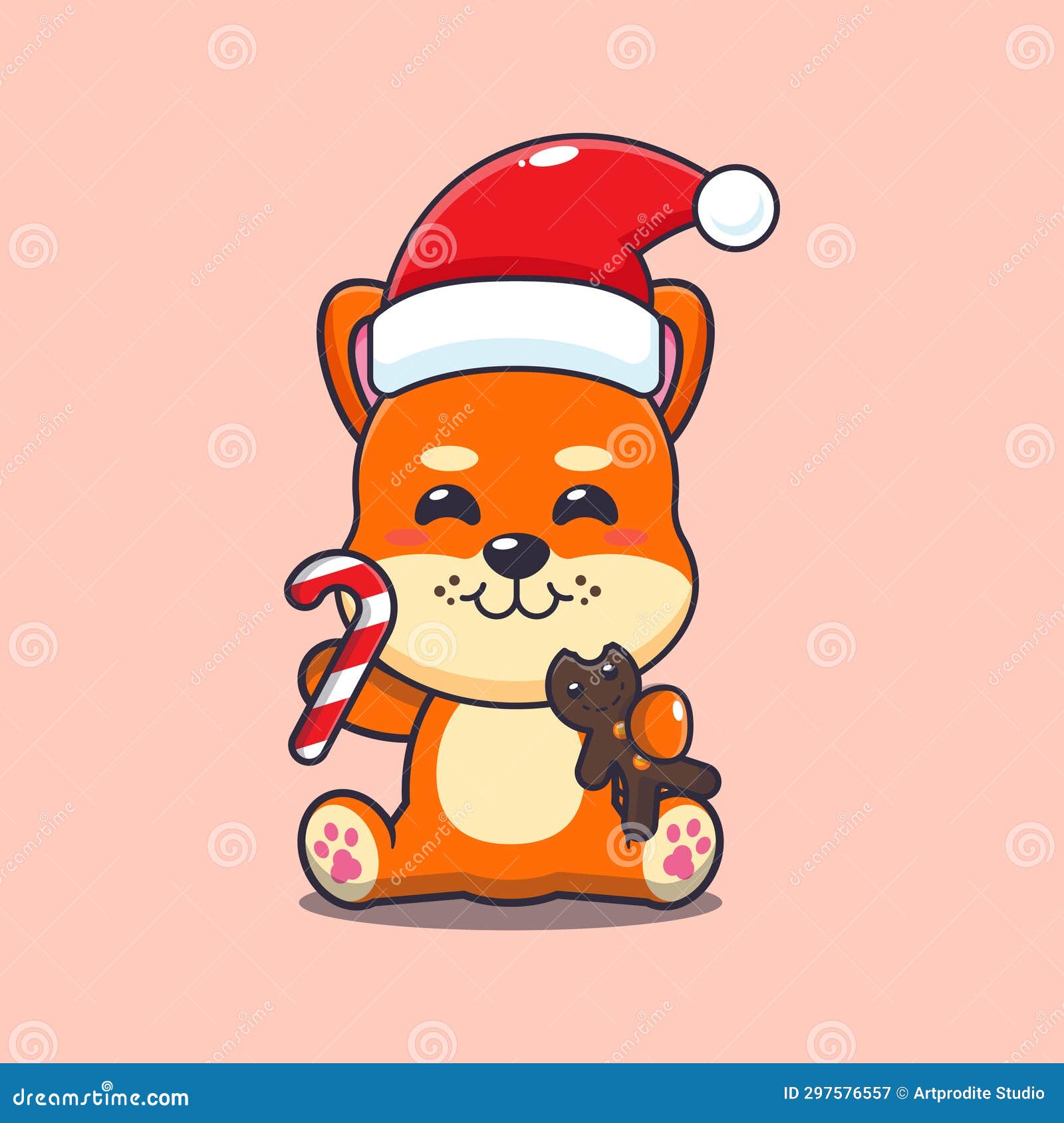 Cute Shiba Inu Eating Christmas Cookies and Candy. Cute Christmas ...
