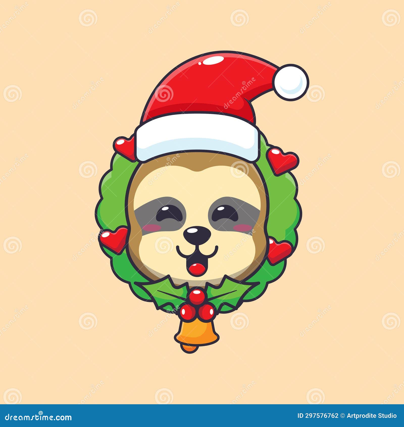 Cute Sloth in Christmas Day. Cute Christmas Cartoon Character ...