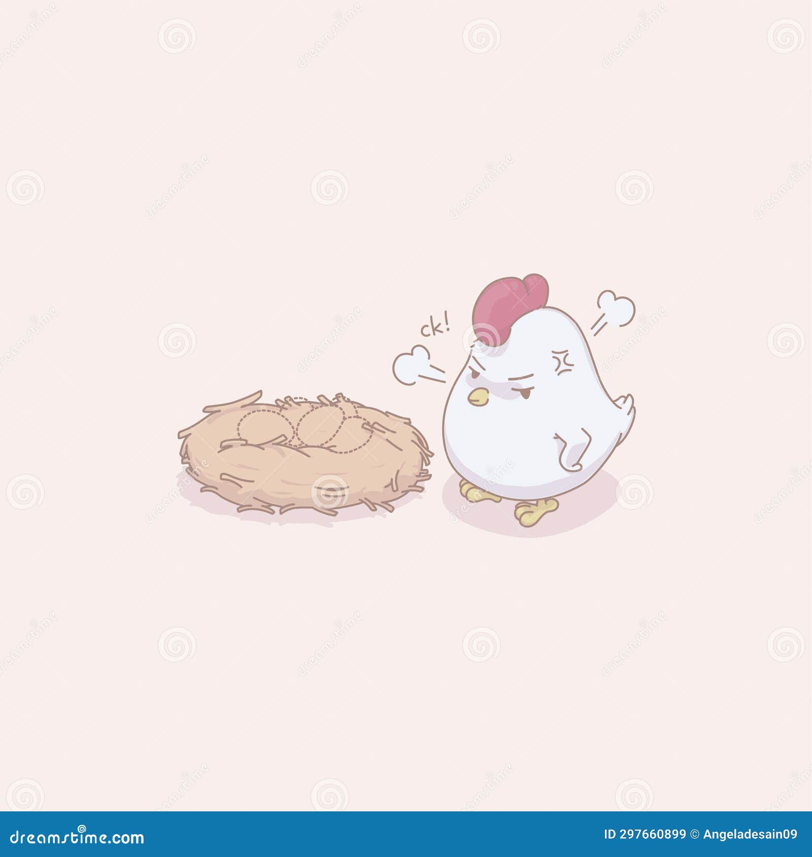 Vector Illustration of a Angry Hen Who Her Eggs Were Stolen. Stock ...