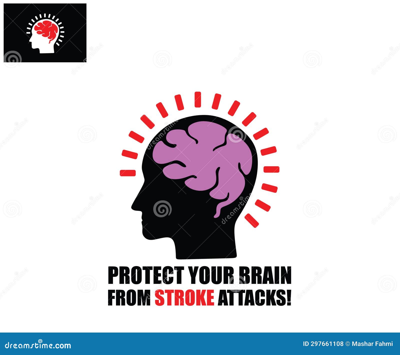 PROTECT YOUR BRAINFROM STROKE ATTACKS LOGO Stock Illustration ...