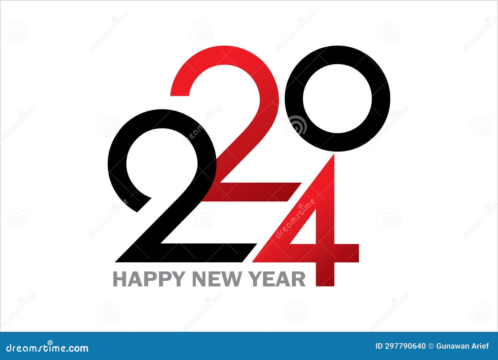 2024 Happy New Year Number Design Stock Illustration - Illustration of ...
