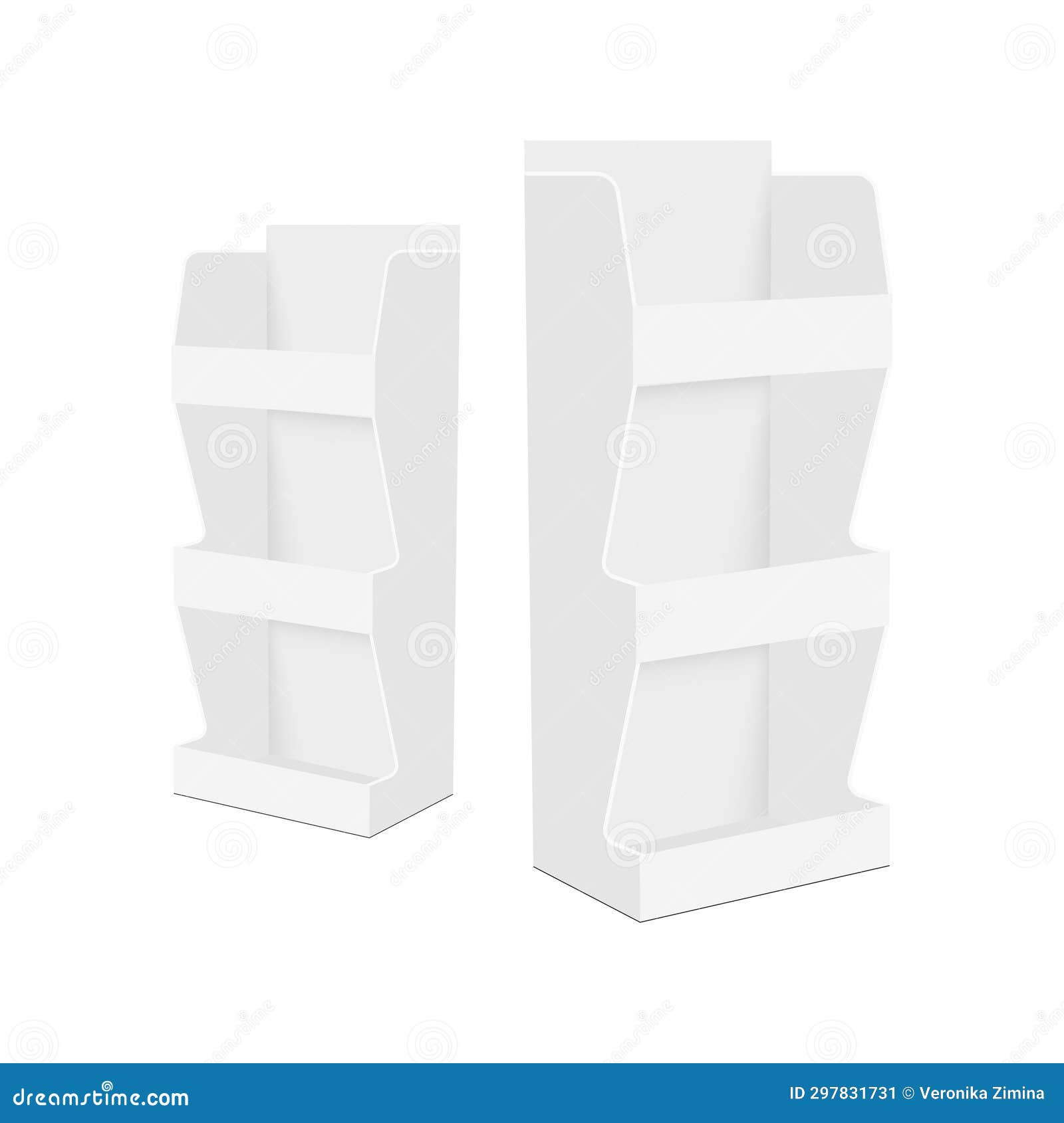 Two Blank Cardboard POS Display Stands with Shelves Stock Illustration ...