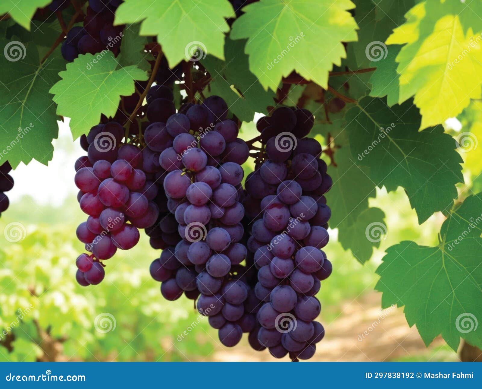 Fresh Grapes are Dark Purple on a Shady and Fertile Tree. Stock Photo ...