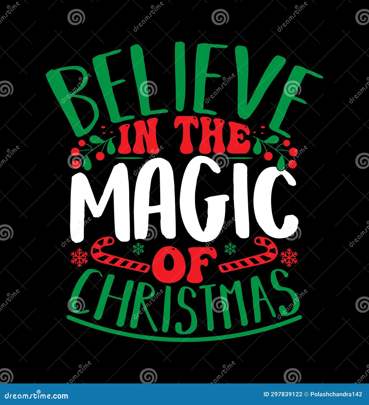 Believe in the Magic of Christmas Typography Greeting Say, Christmas ...