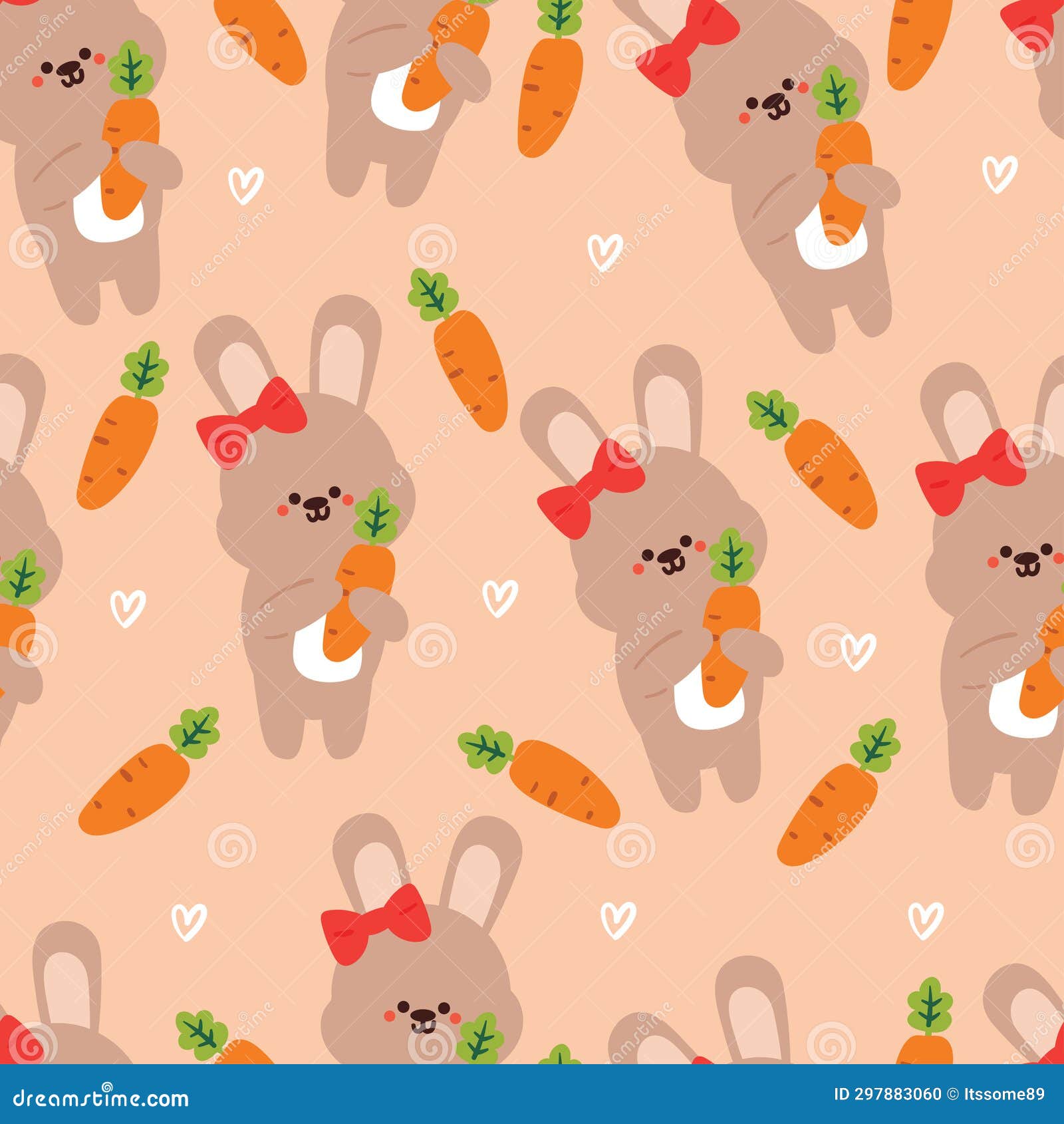 Seamless Pattern Cartoon Bunny and Carrot Stock Vector - Illustration ...