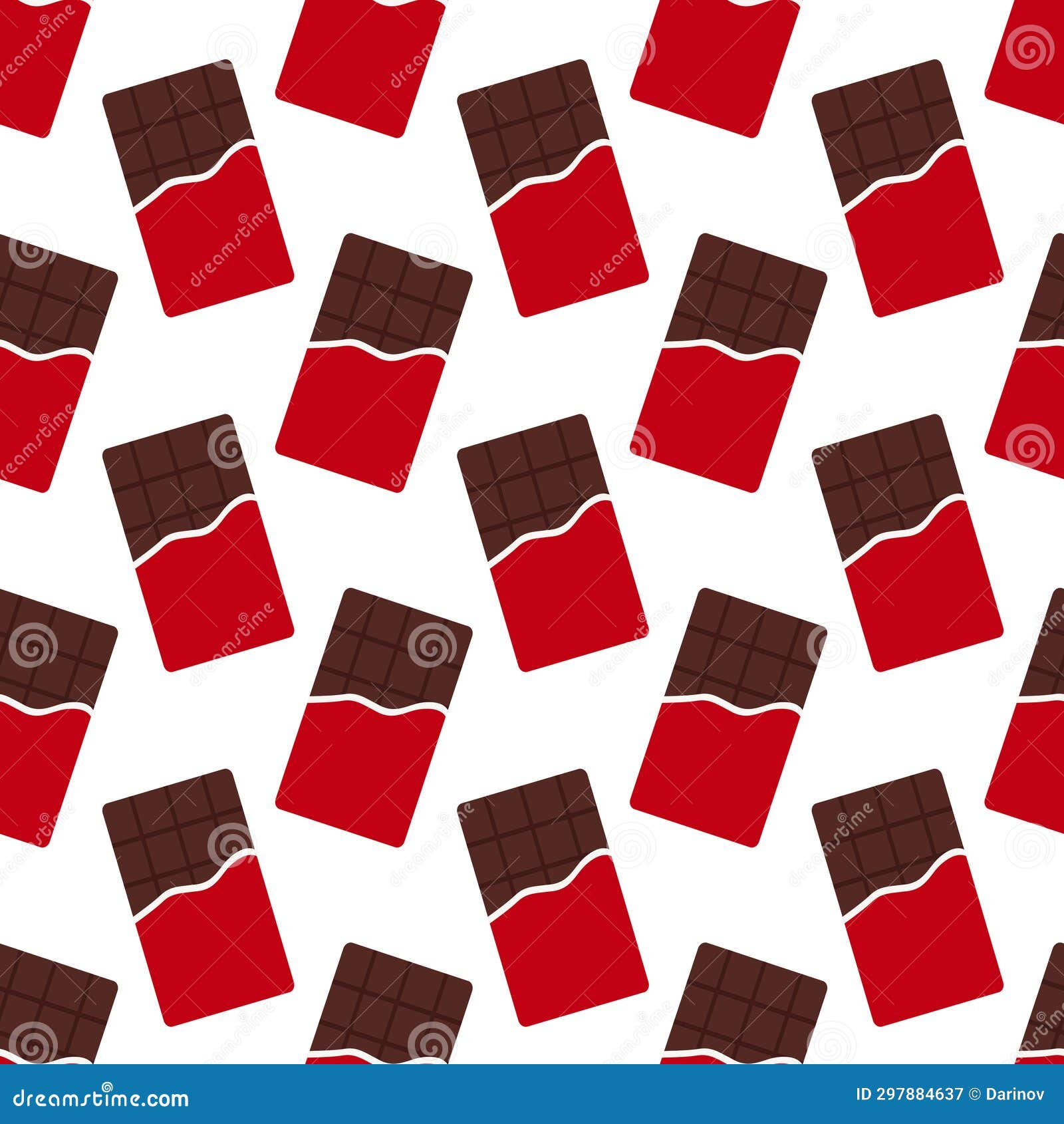 Seamless Pattern with Red Packaging Chocolate Bars. Cartoon Style ...