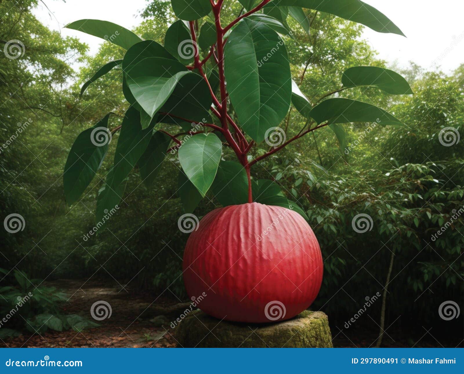 BIG RED WILD FRUIT in DEEP of the FOREST Stock Image - Image of rare ...