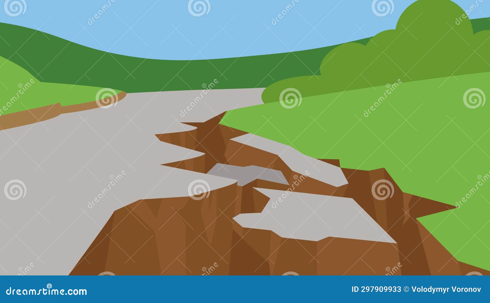 Landscape with a Fault in the Earth S Crust after an Earthquake. Stock ...