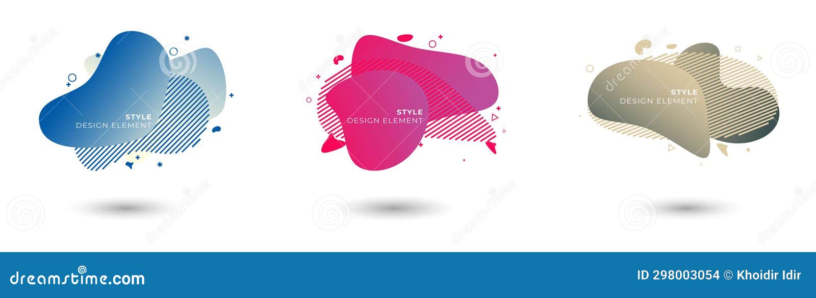 Set of Abstract Fluid Shape Design Elements with Colorful Gradations ...