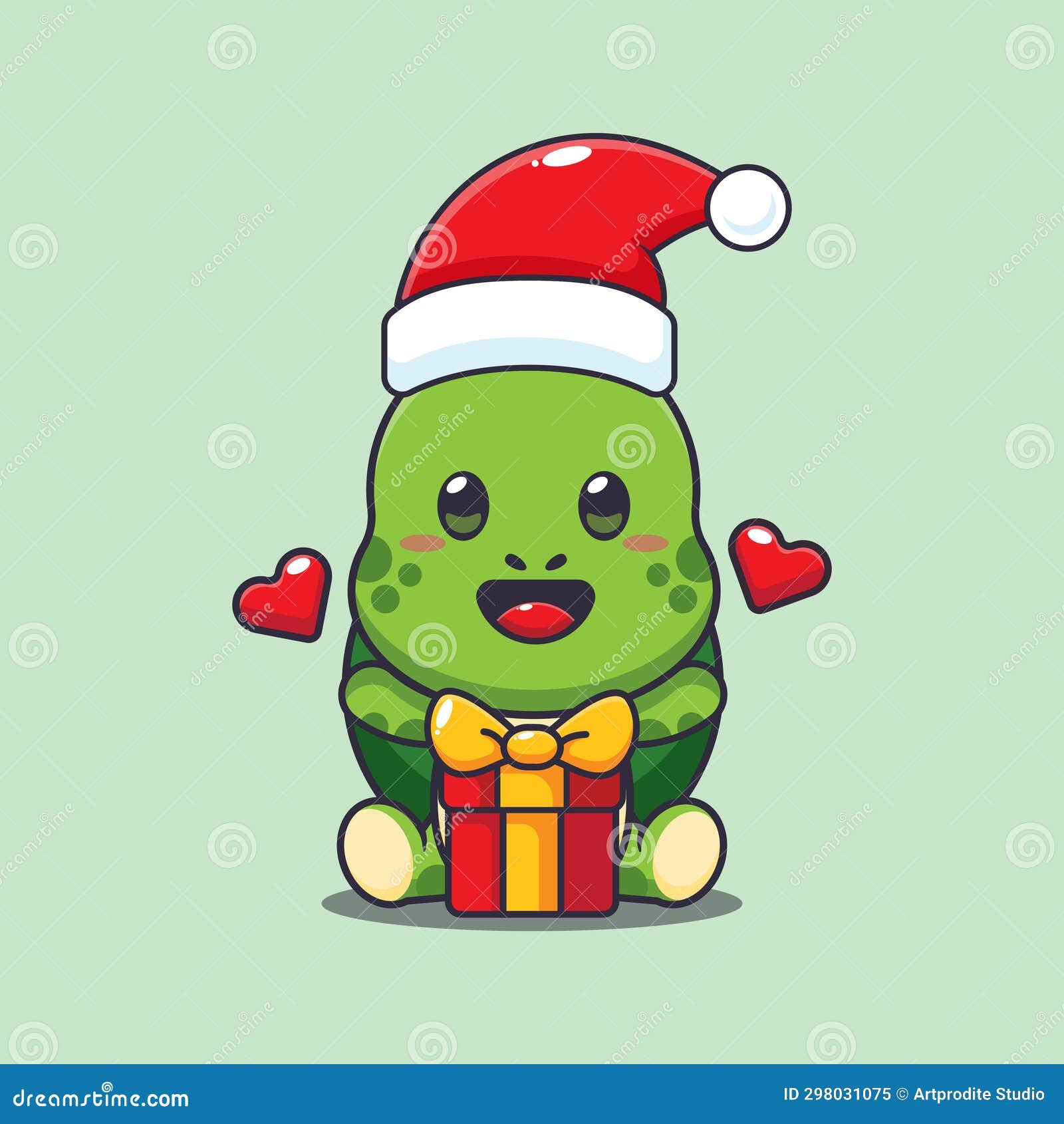 Cute Turtle with Christmas Gift. Cute Christmas Cartoon Character ...