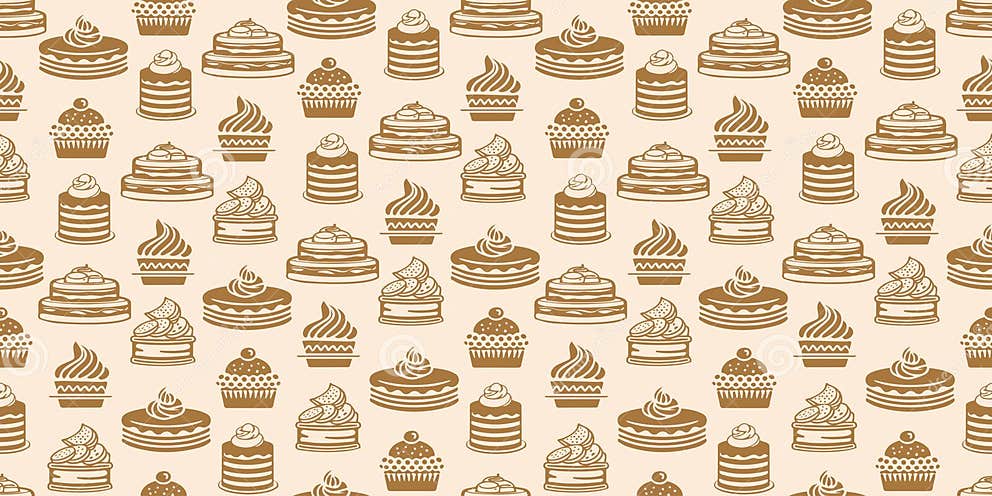 Pastry, Sweet Bakery Seamless Pattern. Confectionery Baking Design ...