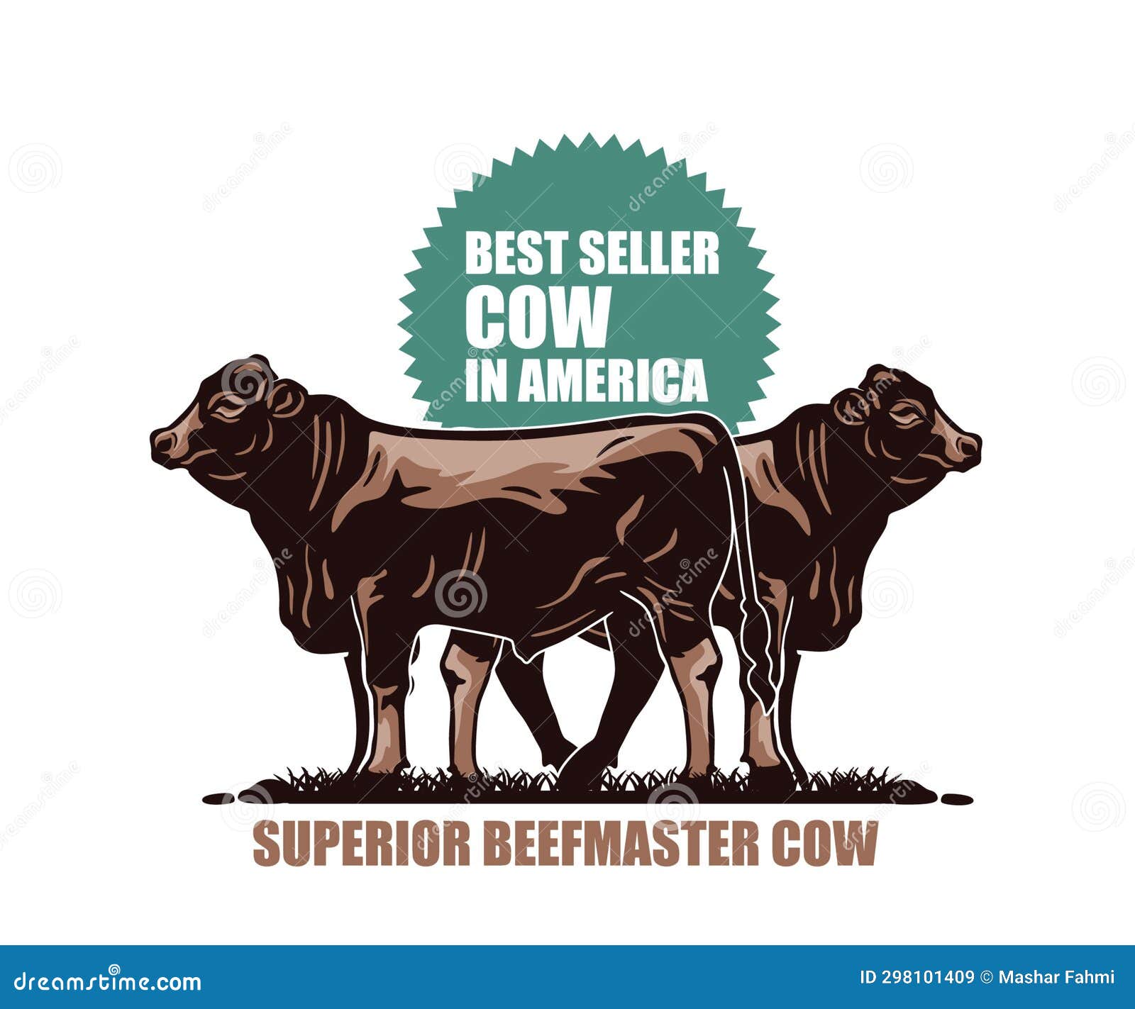 Red Beefmaster Cow Standing Logo Cartoon Vector | CartoonDealer.com ...