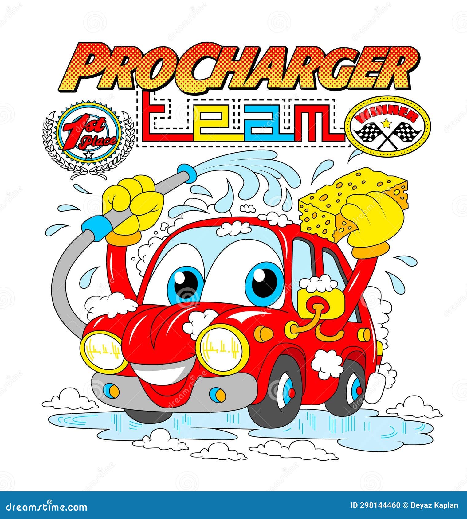 Washing Car Design Vector Art on White Background Stock Illustration ...