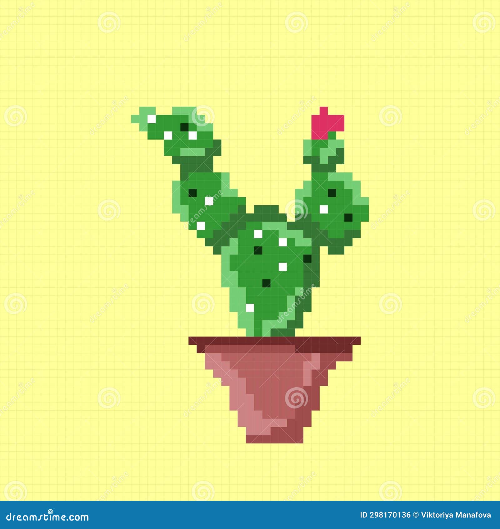Pixel art cactus stock vector. Illustration of botanical - 298170136