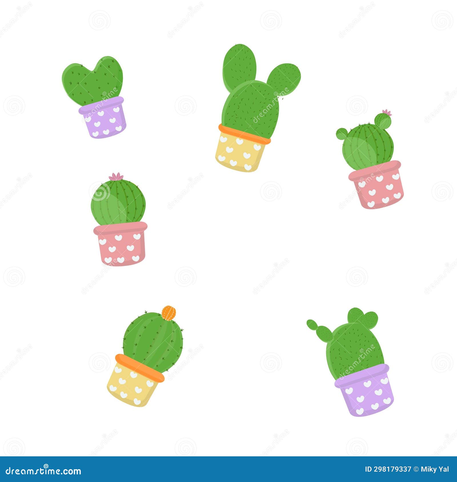 Cactus Icons in a Flat Style on a White Background. Home Plants Cactus ...
