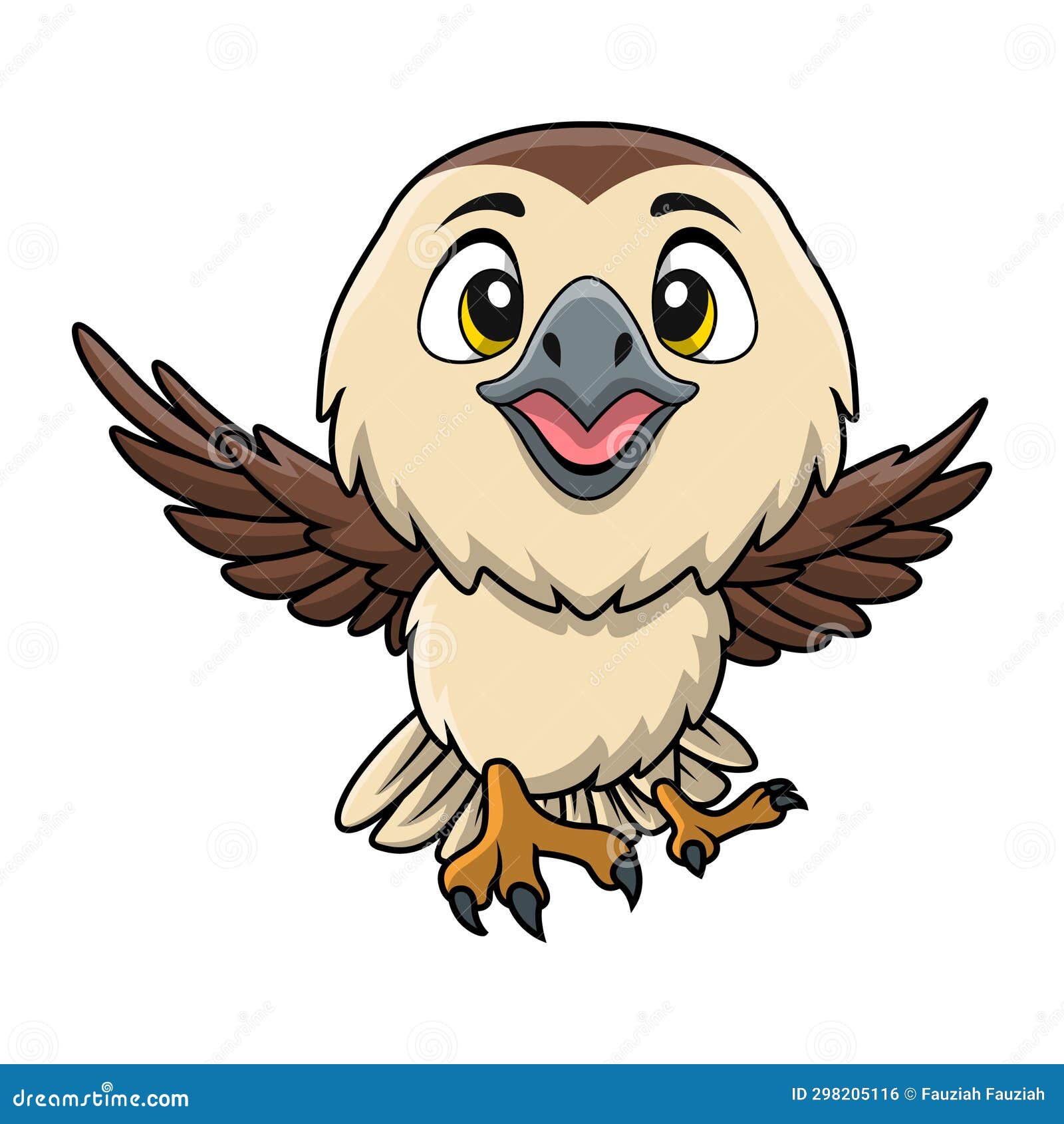 Cute Falcon Cartoon on White Background Stock Vector - Illustration of ...
