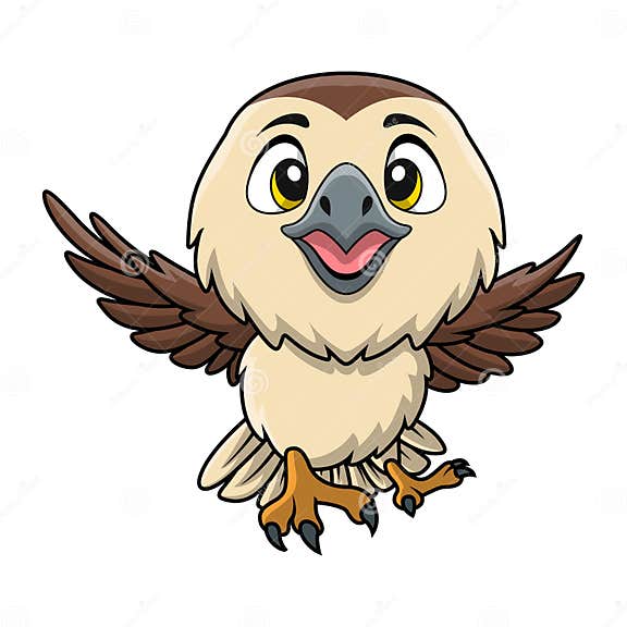 Cute Falcon Cartoon on White Background Stock Vector - Illustration of ...