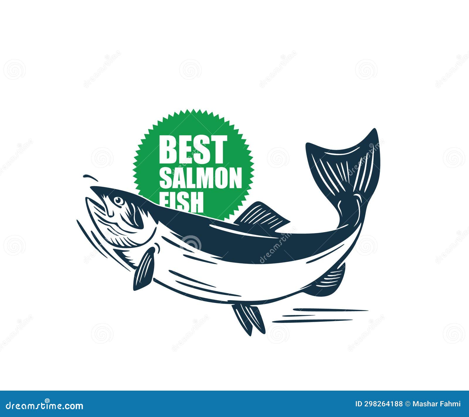 Salmon Fish Swimming In Water Logo Vector Illustration | CartoonDealer ...
