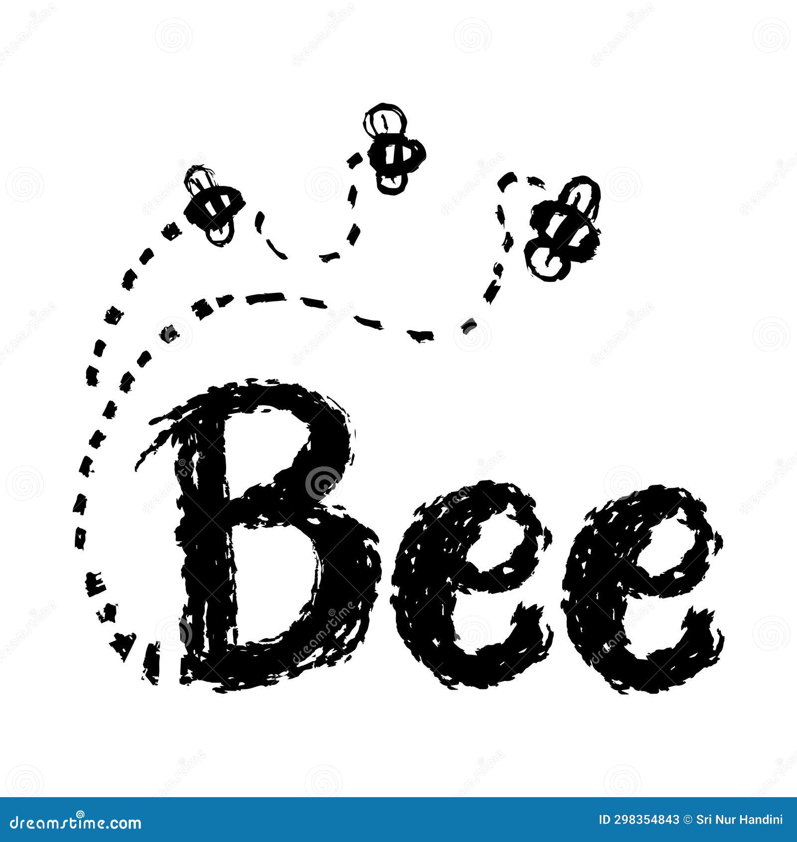 Bee Lettering. Hand Drawn Doodle Lettering Stock Illustration ...