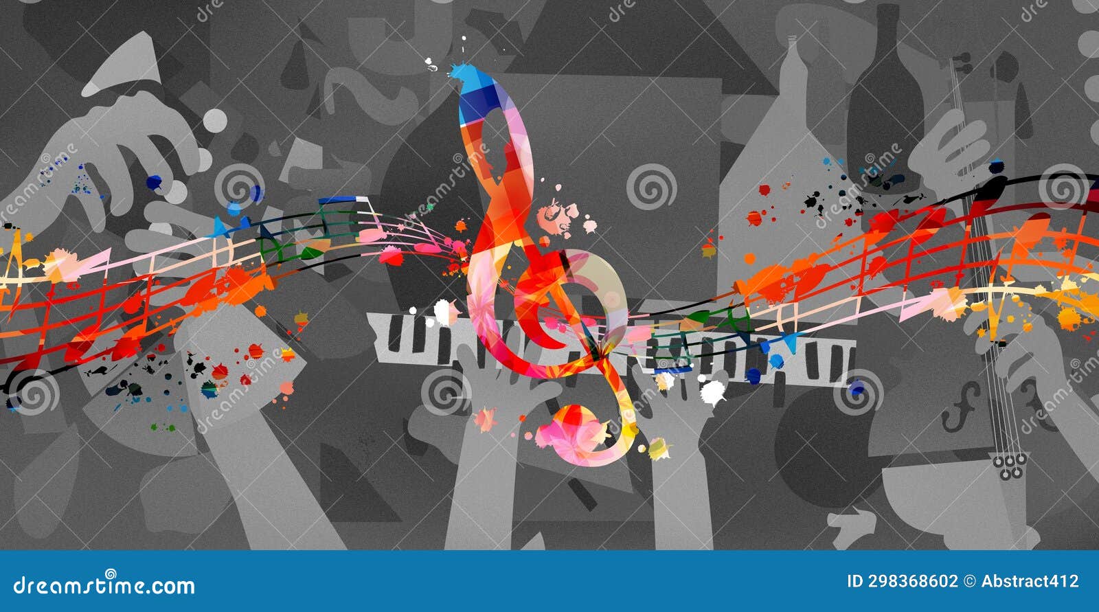 Artistic Abstract Background with Music Staff for Music Show, Live ...