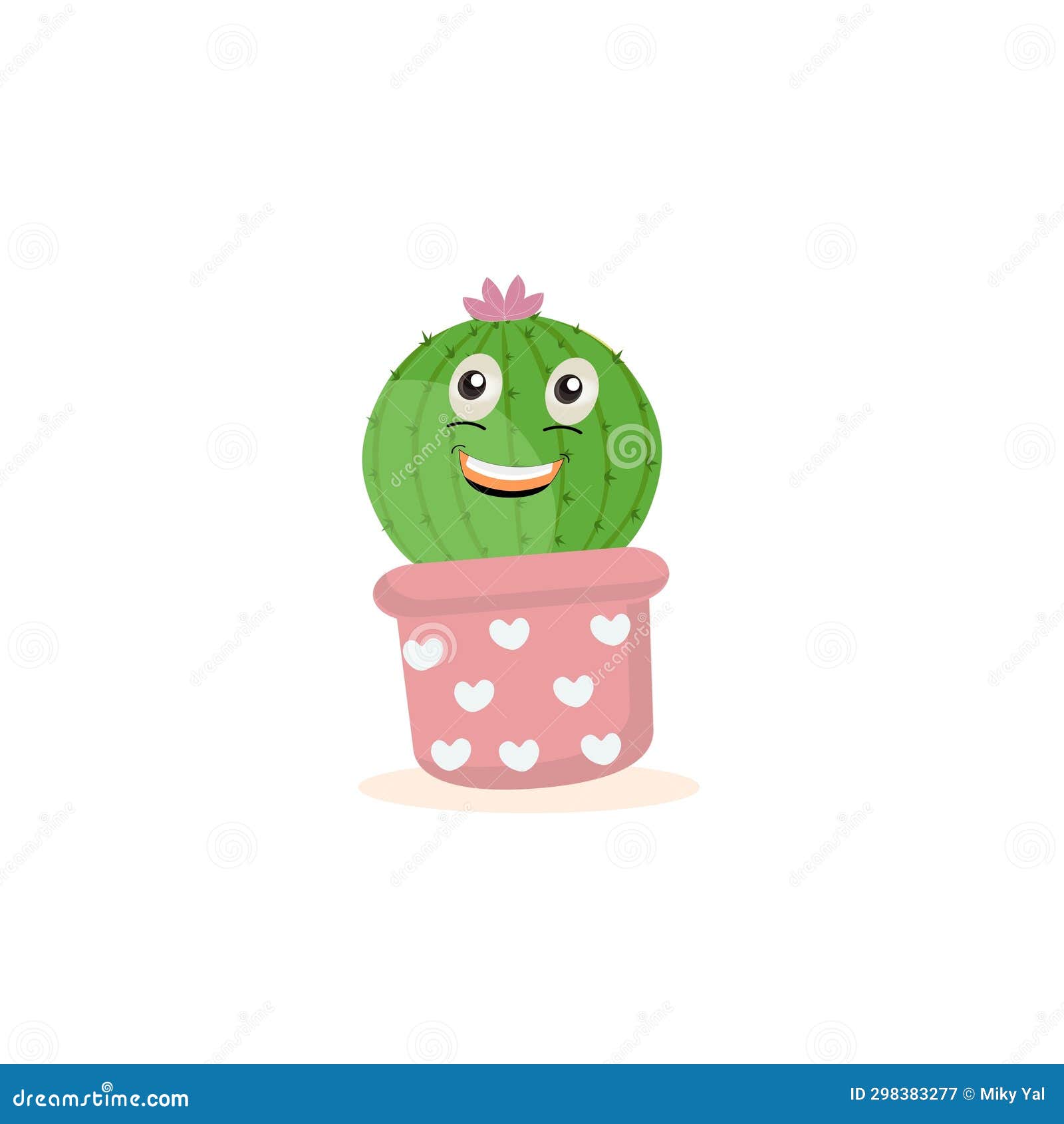 Cartoon Cute Cactus Mascot, Potted Cactus Characters with Different ...