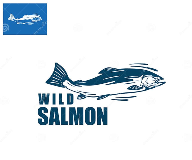 WILD SALMON FISH SWIMMING in WATER LOGO Stock Vector - Illustration of ...
