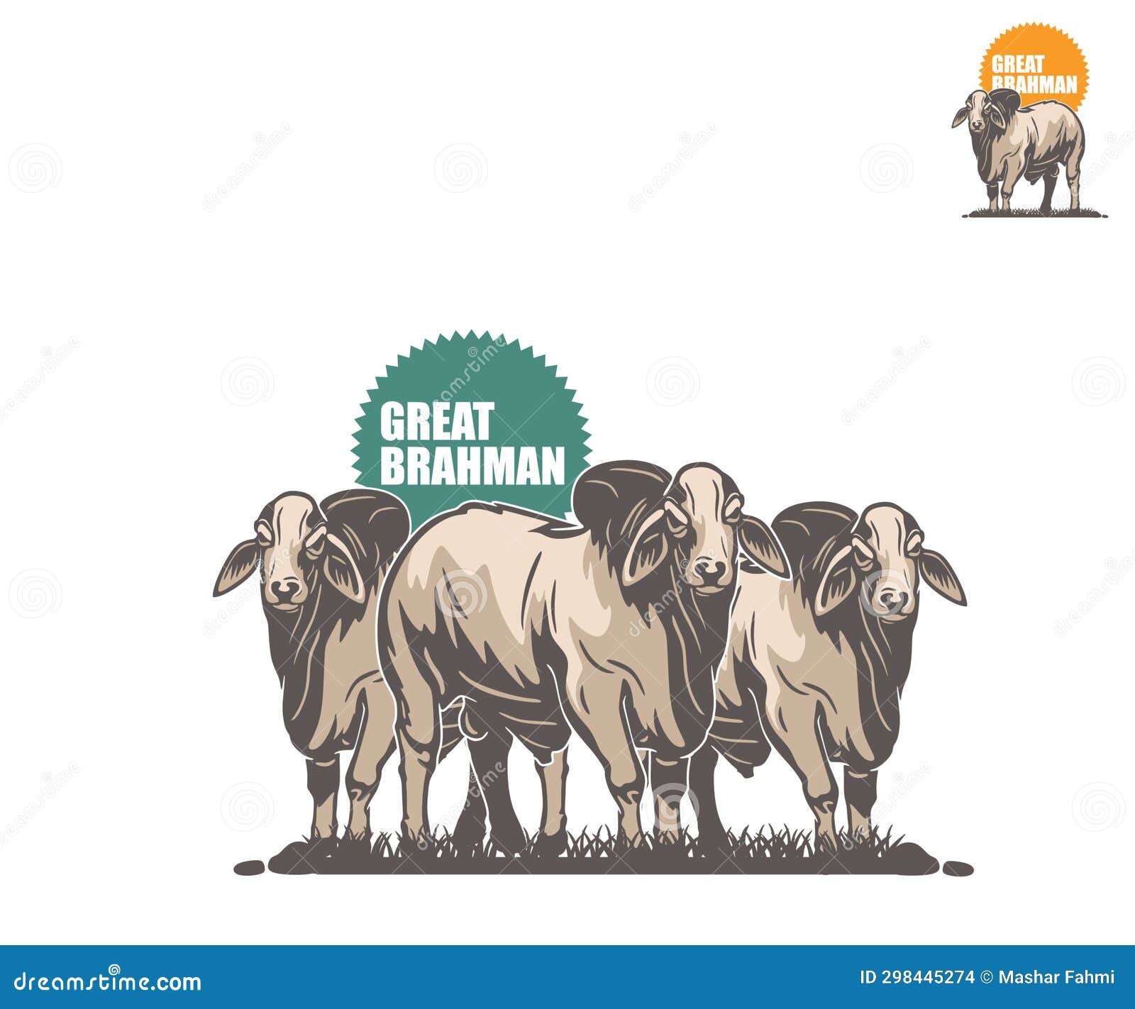 GREAT BIG BRAHMAN CATTLE STANDING LOGO Stock Vector - Illustration of ...