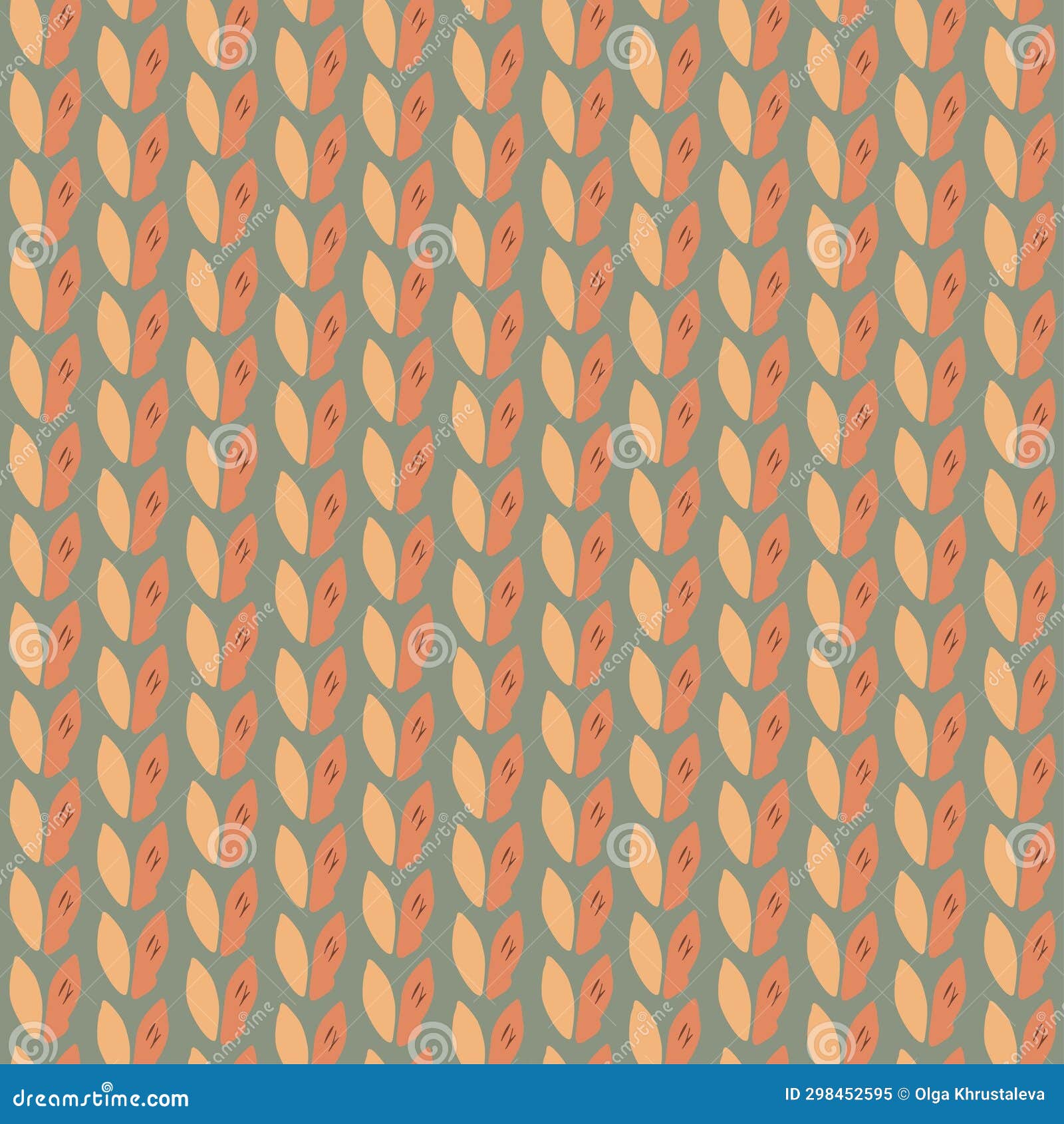Natural Hand Drawn Seamless Pattern. Drawing with Abstract Orange ...