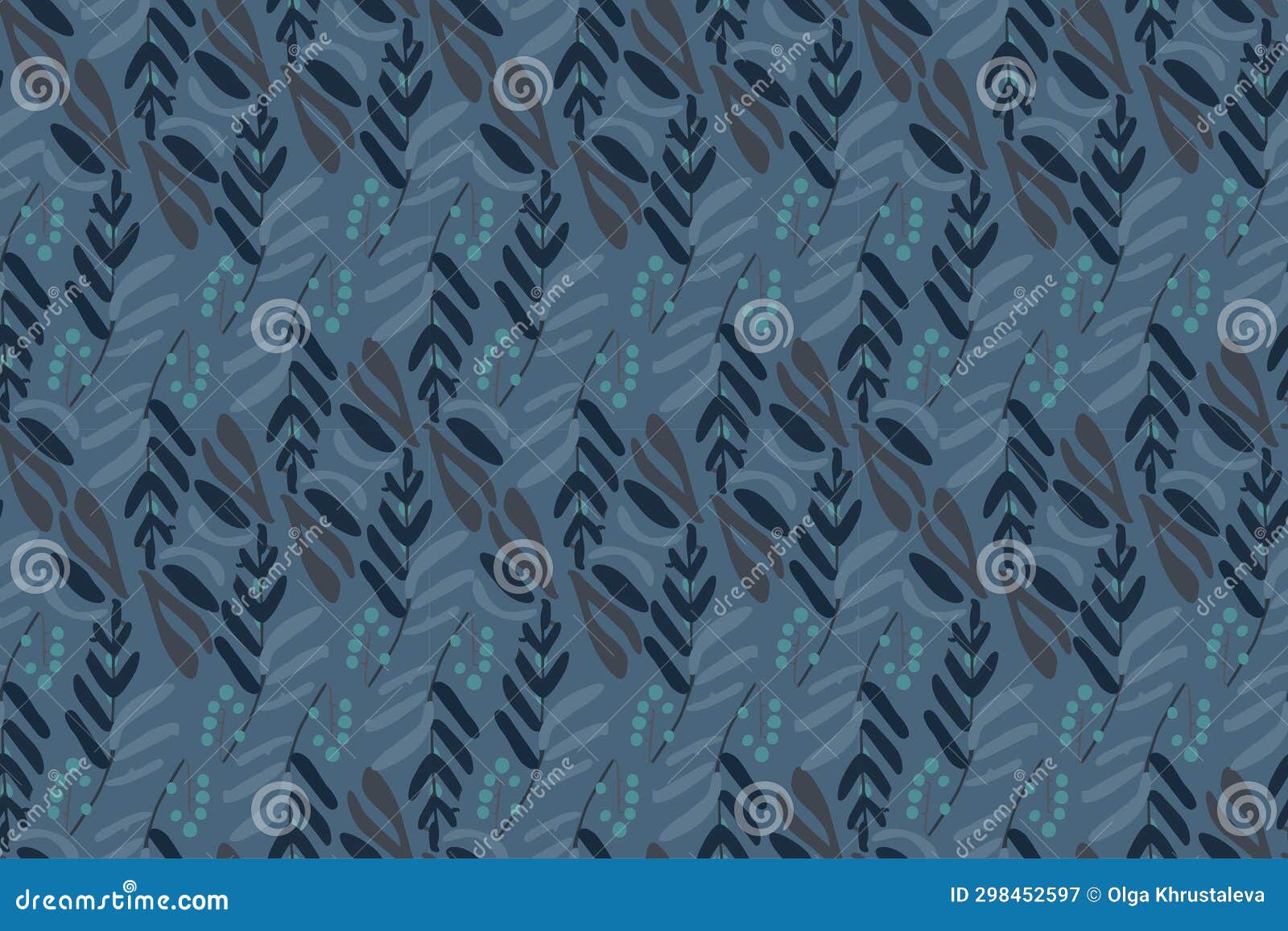 Natural Hand Drawn Seamless Floral Pattern. Drawing with Abstract ...