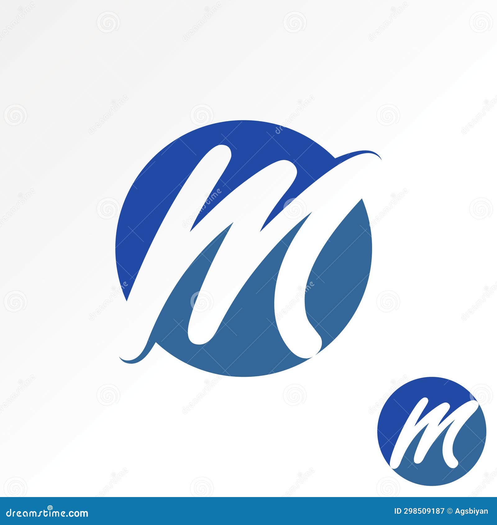 Unique Initial Letter M Font on Circle Negative Space. Related Monogram ...