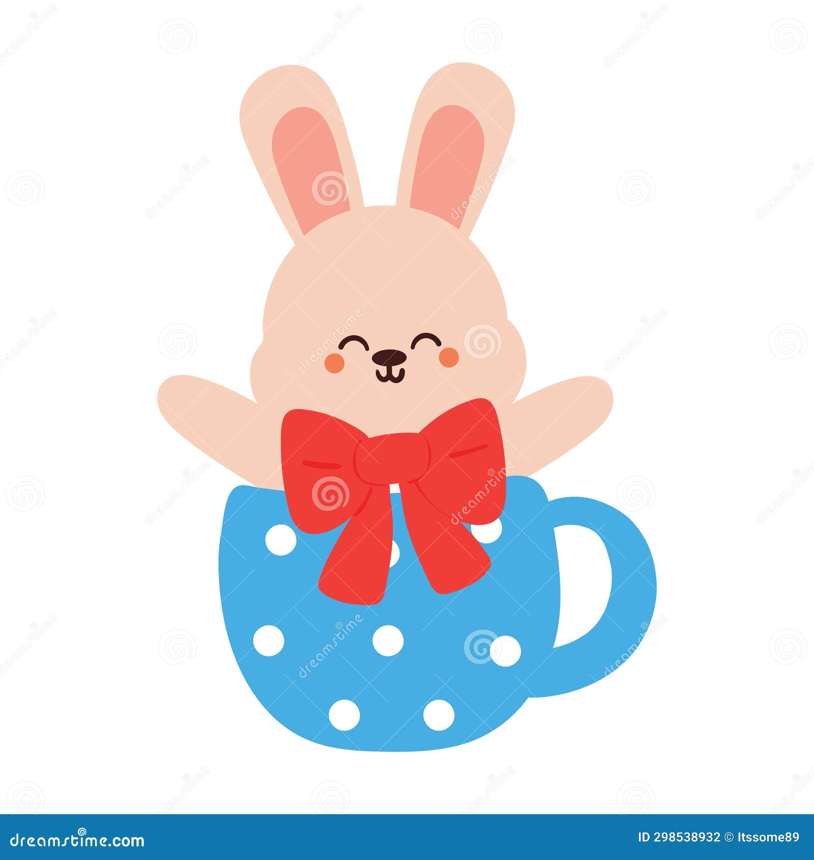 Hand Drawing Cartoon Bunny Inside a Cup Stock Illustration ...