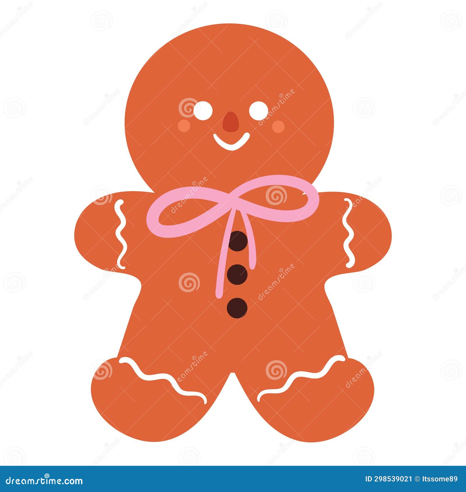 Hand Drawing Holiday Gingerbread Man Cookie. Happy New Year Decoration ...