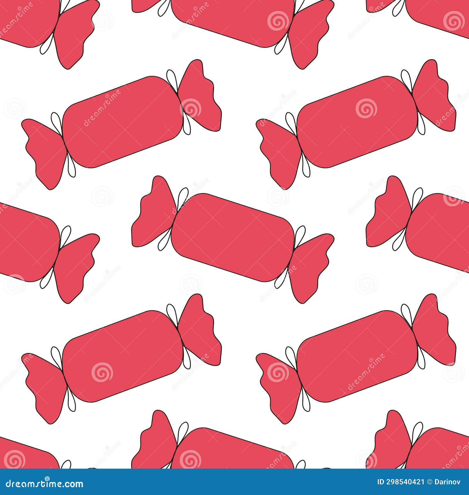 Seamless Pattern with Wrapping Pink Candies. Sweet Dessert Food ...