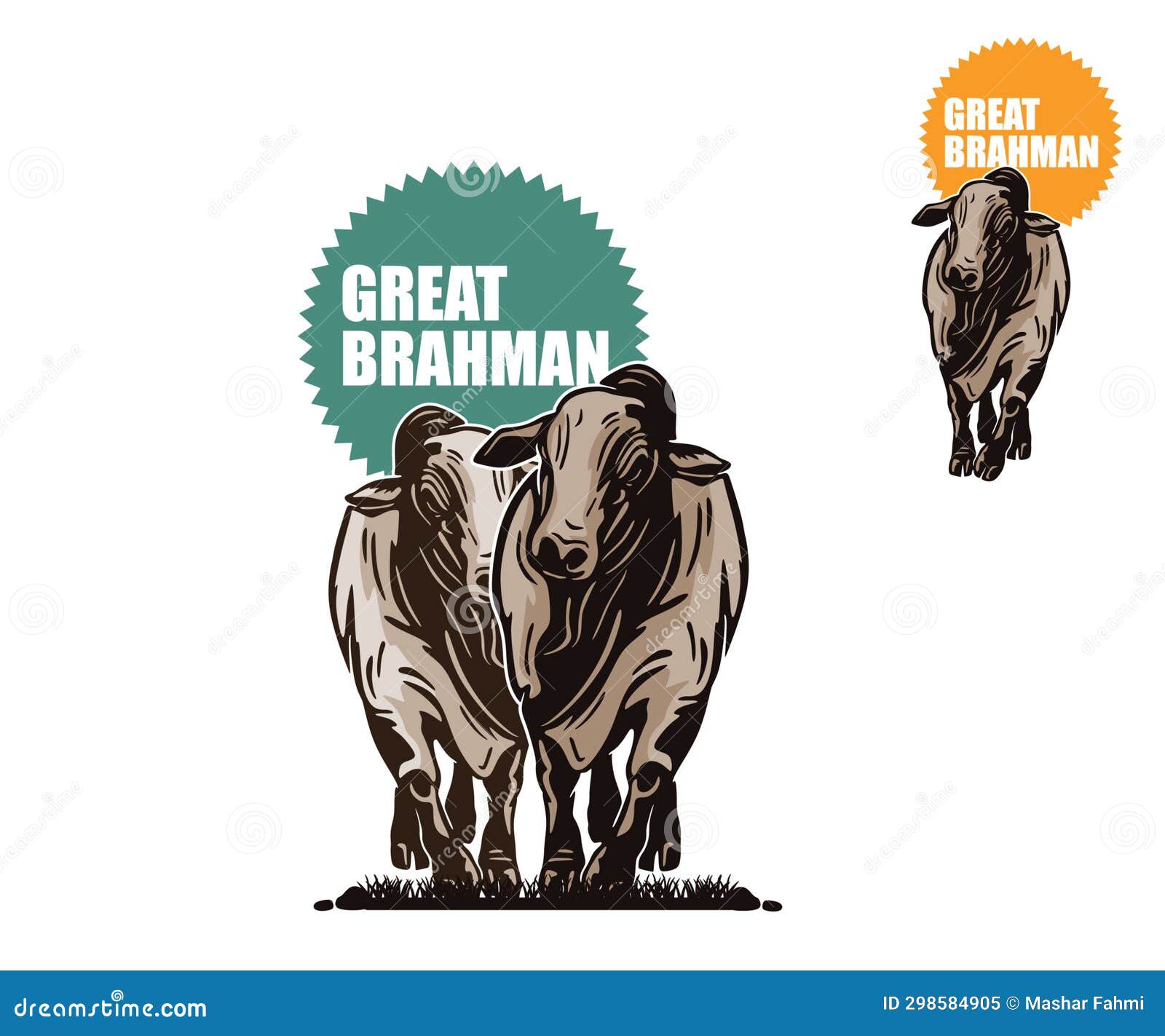 Great Brahman Bull Running Logo, Stock Vector - Illustration of ...
