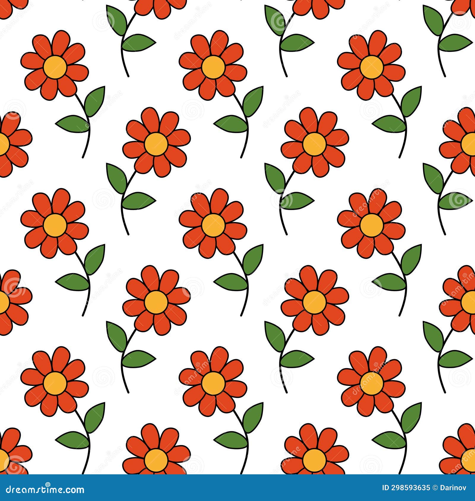 Seamless Pattern with Red Flowers. Spring and Summer Floral Background ...