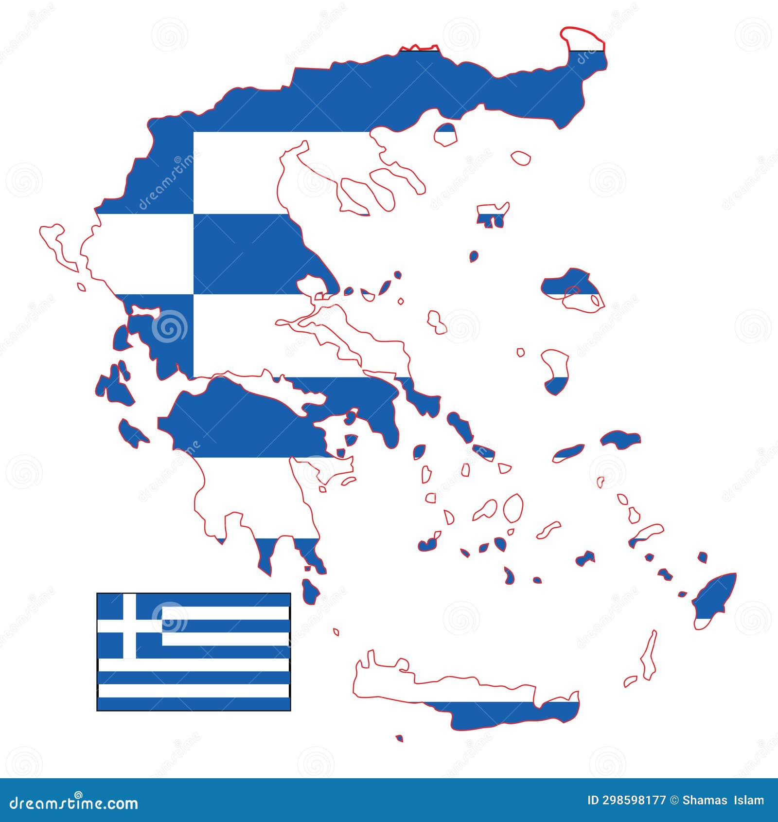 Greece Map and Flag stock vector. Illustration of seoul - 298598177